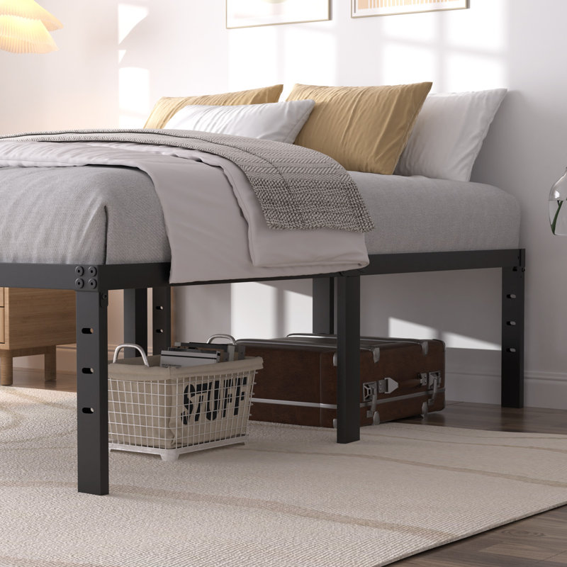 Alwyn Home Bed Frame No Box Spring Need 16 Inch Heavy Duty Tall Platform Bed Frame Queen